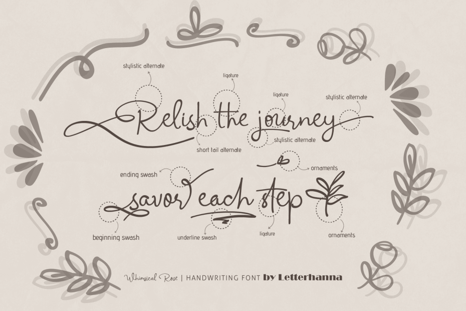 Whimsical Rose Font - Letterhanna Studio