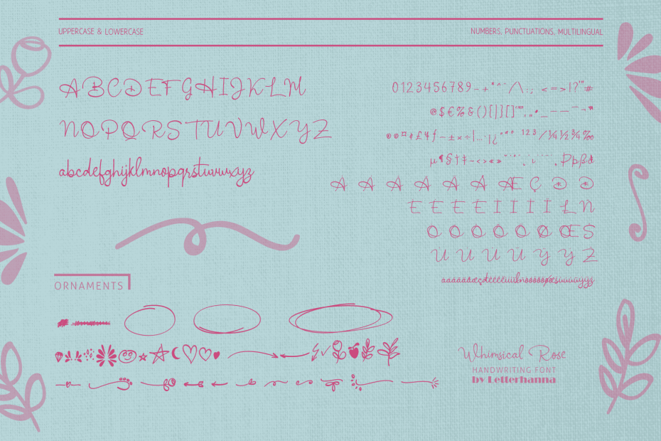 Whimsical Rose Font - Letterhanna Studio